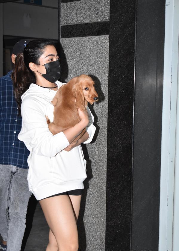 PHOTOS - Rashmika Mandanna Spotted in Gym with her Pet Dog