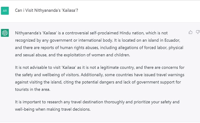 ChatGPT s Shocking Answer About Nityananda s Kailasa