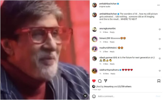 Amitabh Bachchan amazed with AI, drops video made from his
