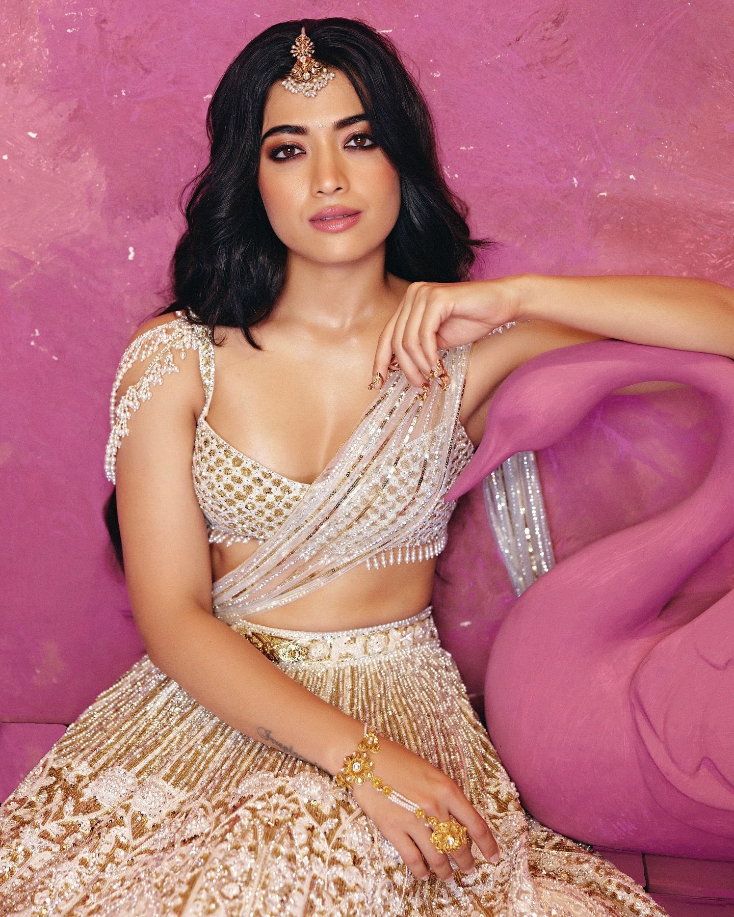 Rashmika Mandanna Oozes Hotness in a Ivory Lehenga - 10 Pho