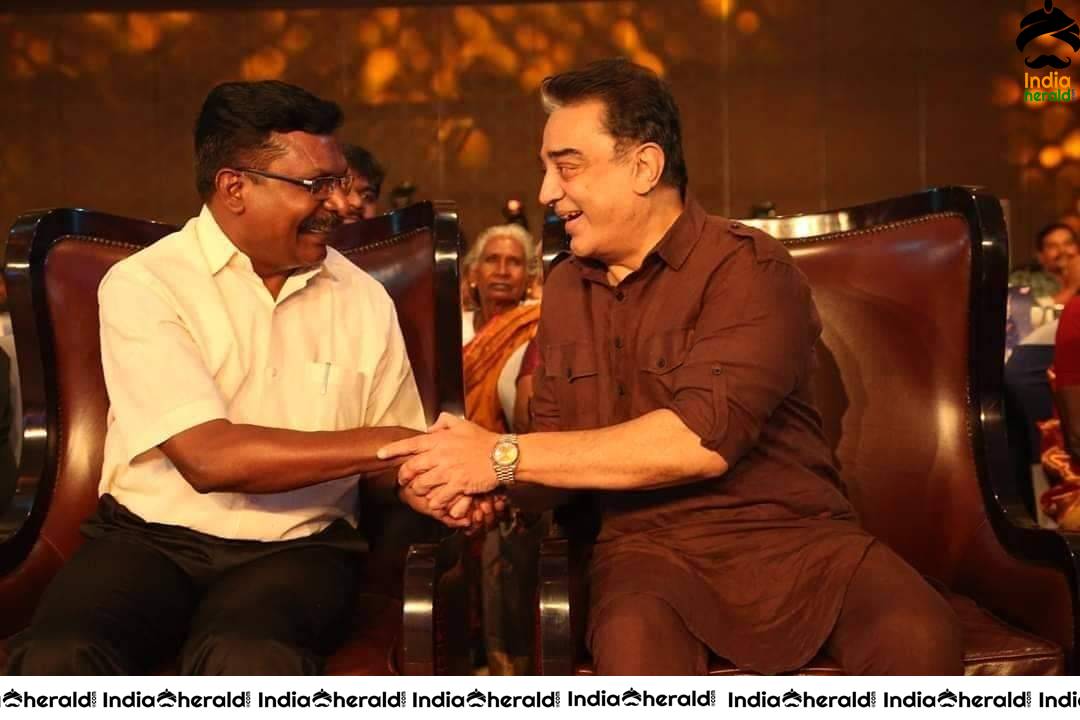 Actor Kamal Haasan with Thirumavalavan and Mammootty at New