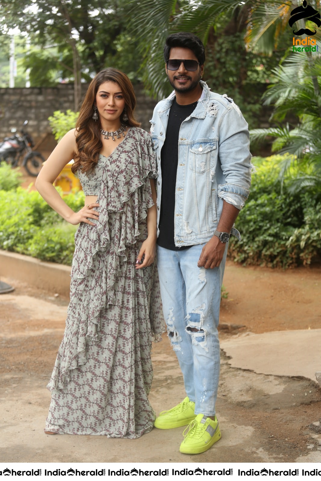 Actor Sundeep Kishan Looking Stylish along with Hansika in