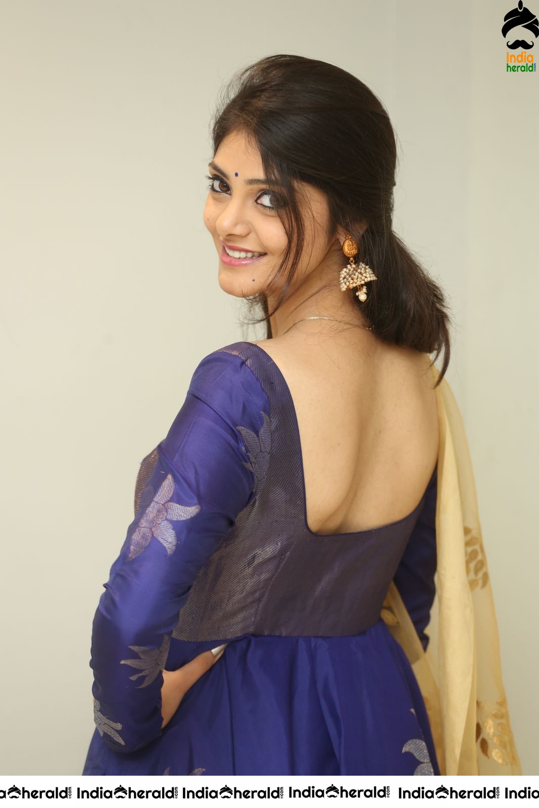 Actress Rahasya Latest Photos in Dark Blue Chudi Set 1