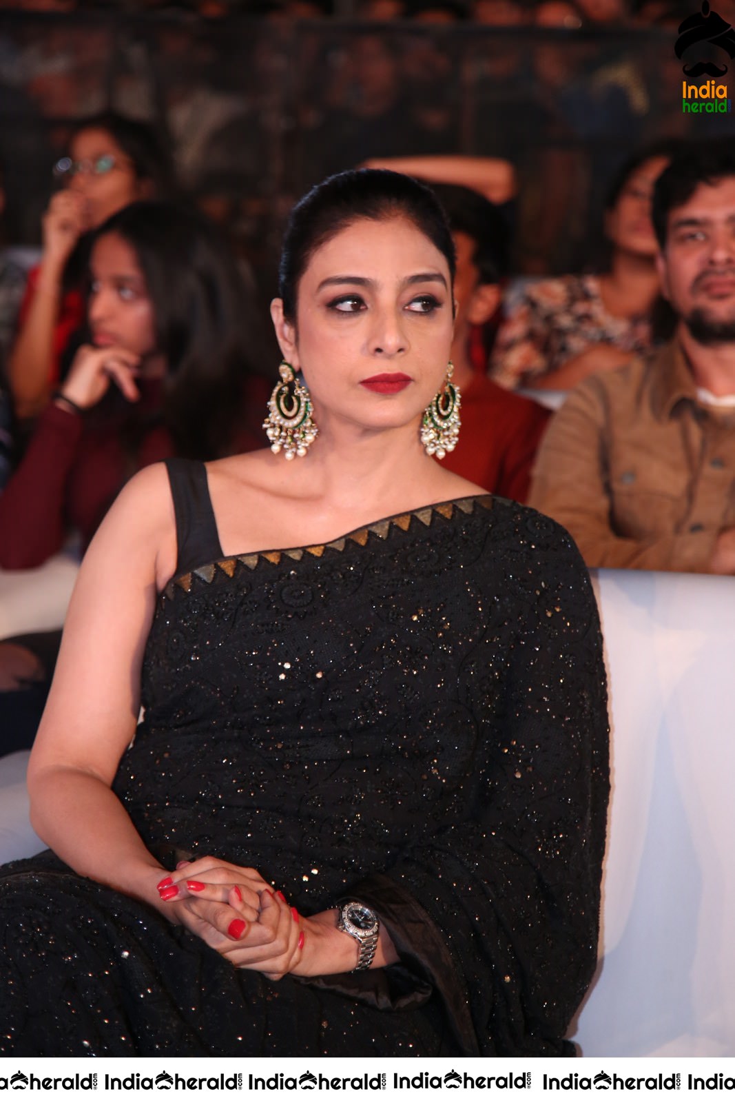 Actress Tabu Latest Stills in Black Saree Set 1