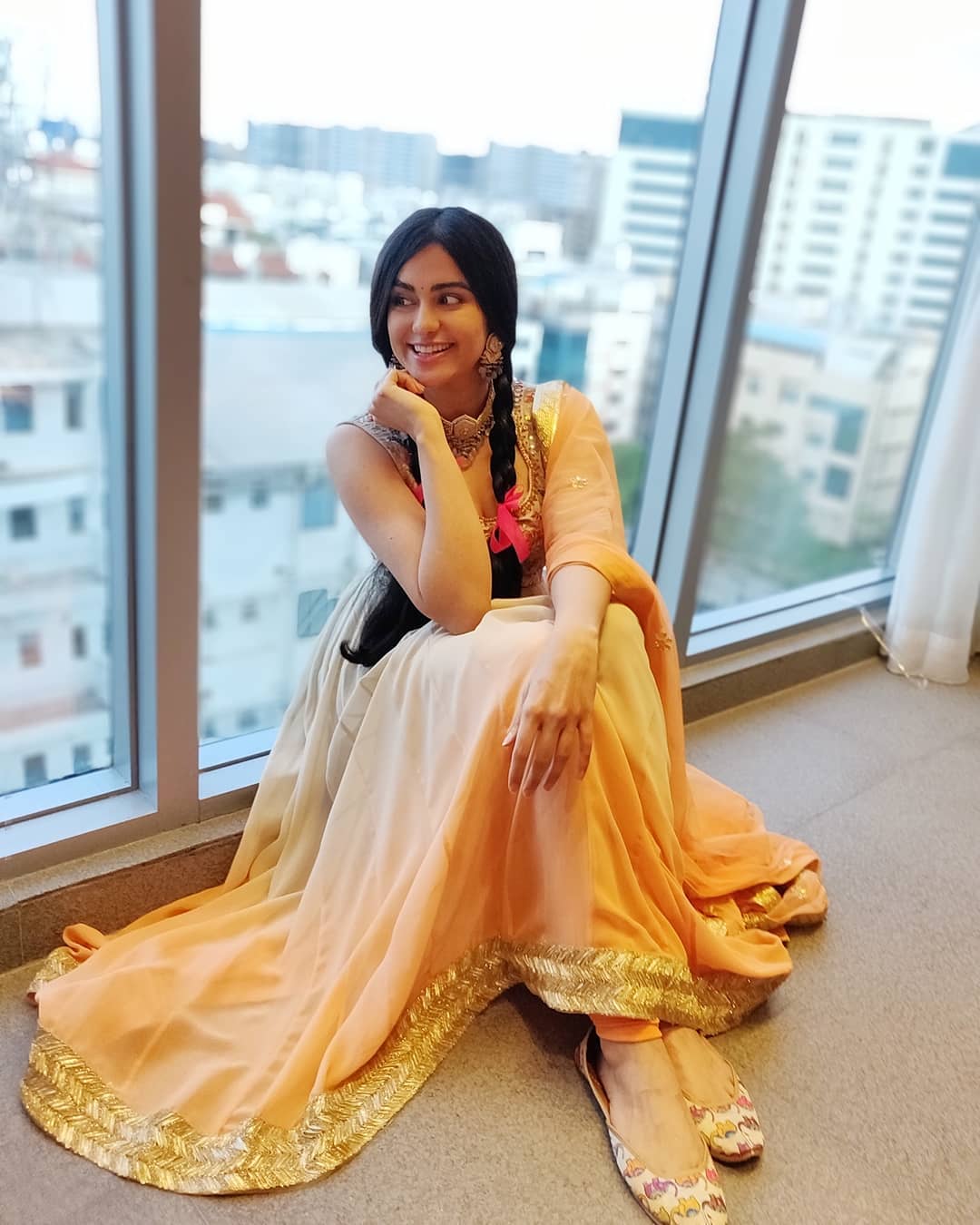 Adah Sharma In A Sleeveless Chudi At A Hotel Room