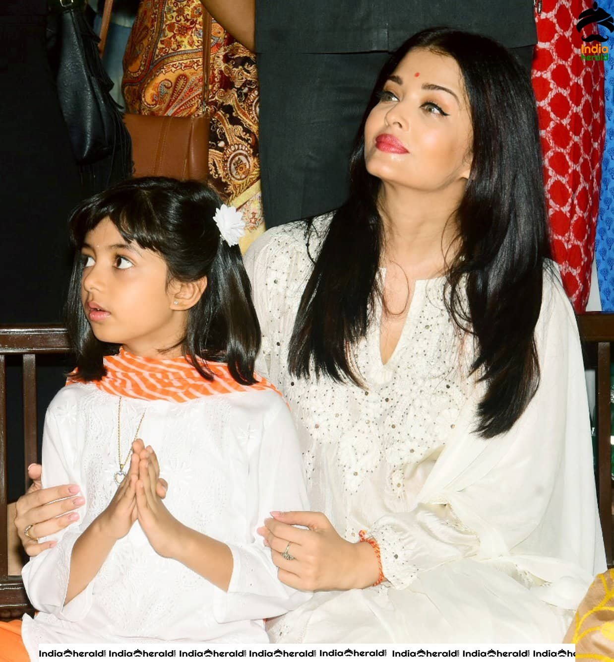 Aishwarya Rai with her Daughter Aaradhya during Pooja