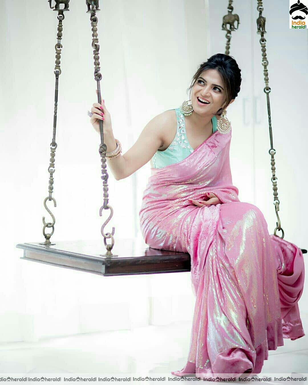 Brahmin Beauty cum TV Anchor DD Hot latest photos in Sleeve