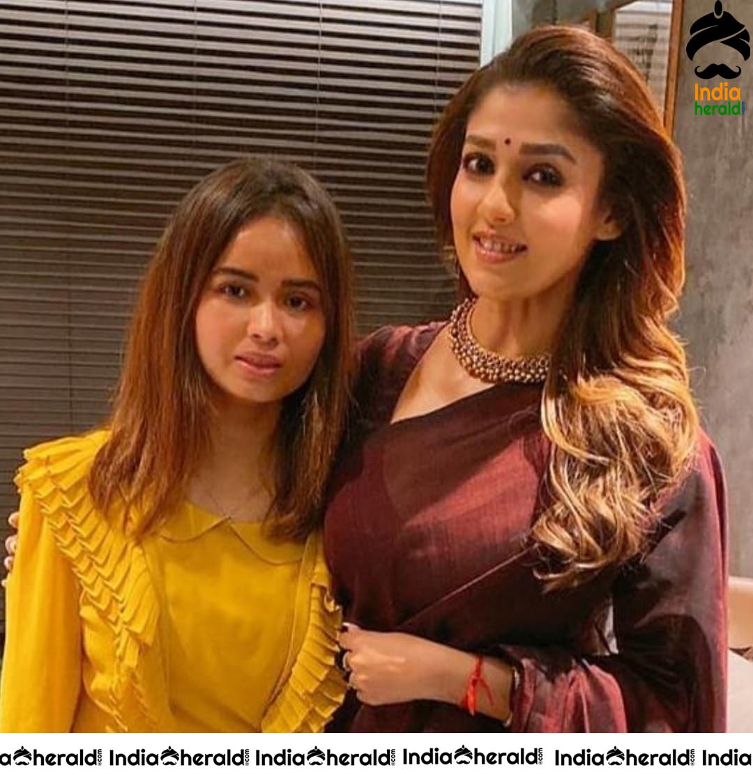 Cute Nayanthara Expressions in Brown Saree