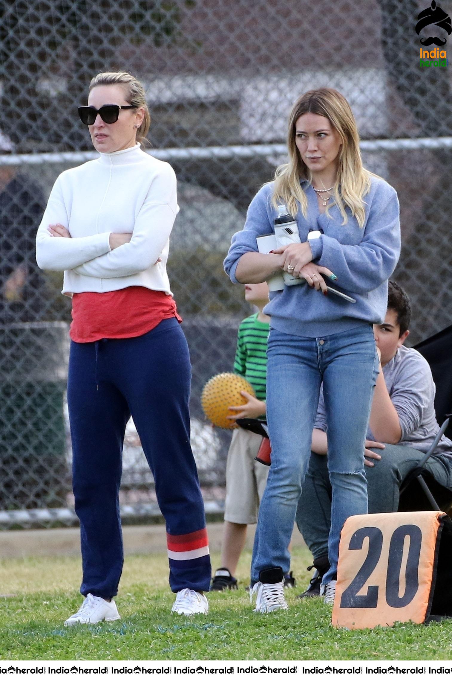 Hilary Duff at her sons football game in Los Angeles