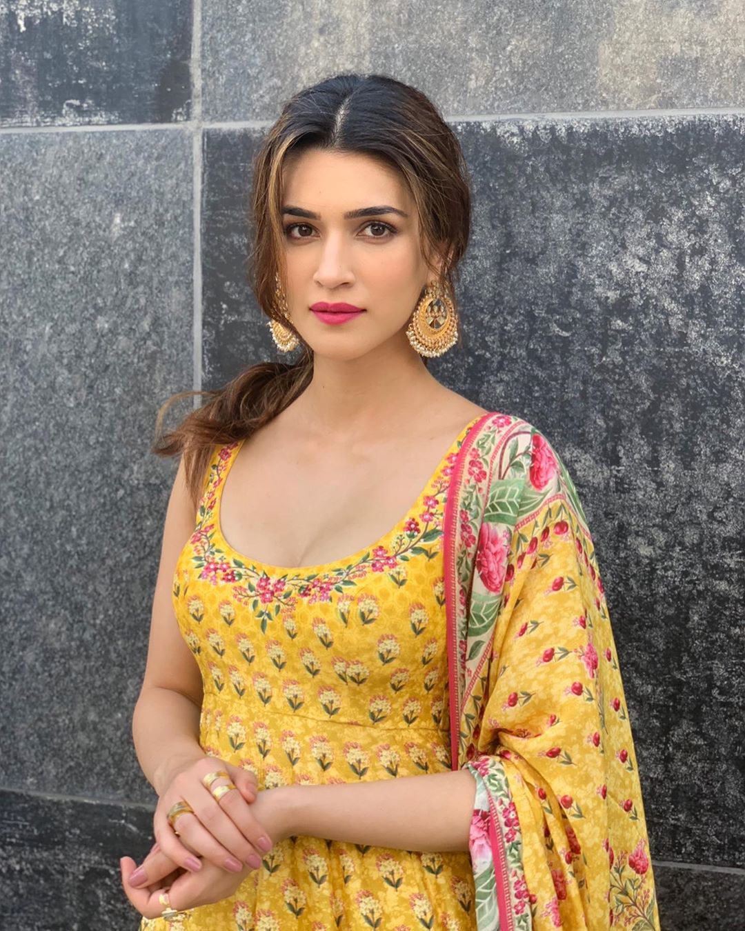 Kriti Sanon Cute In Traditional Yellow Chudi