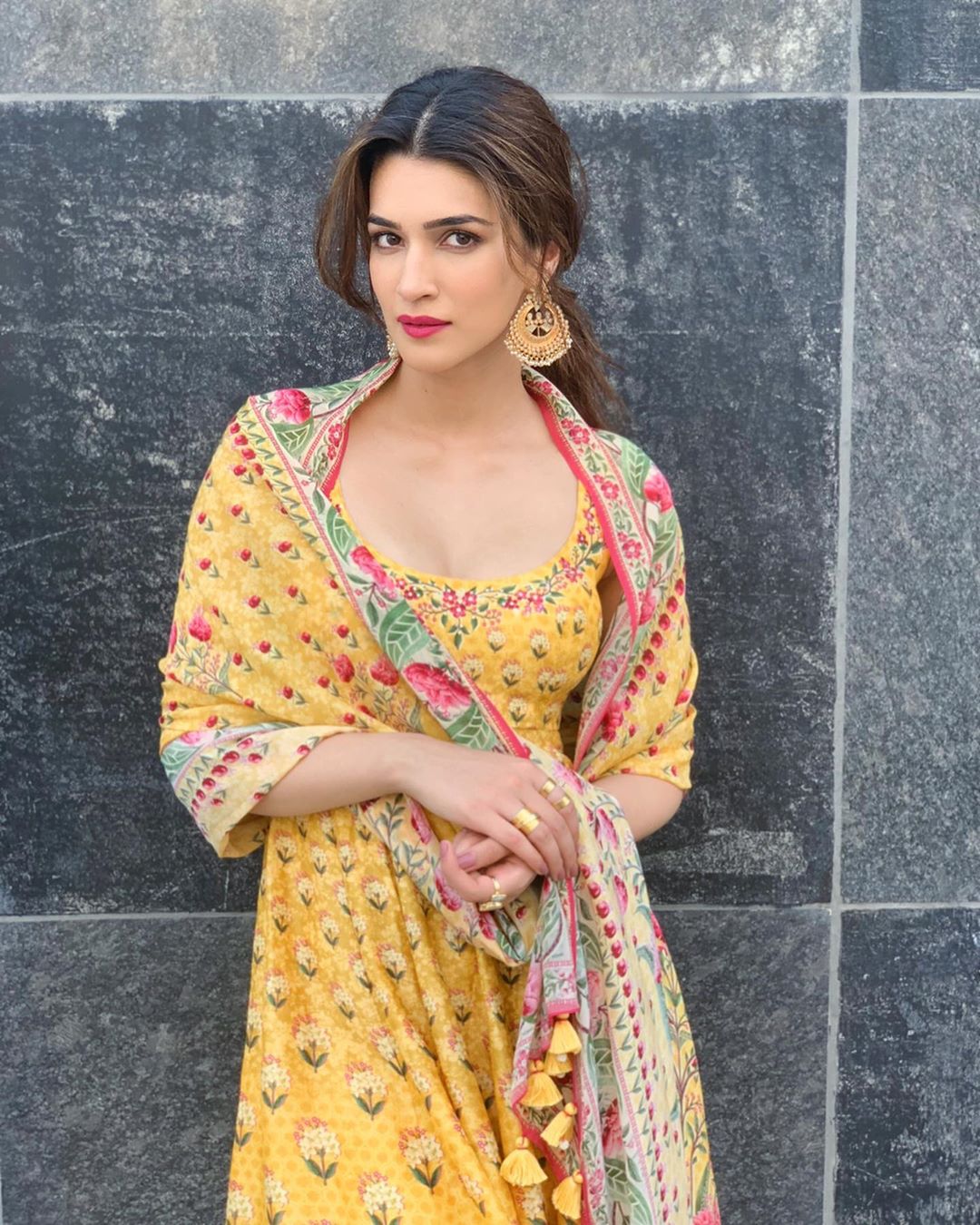 Kriti Sanon Cute In Traditional Yellow Chudi