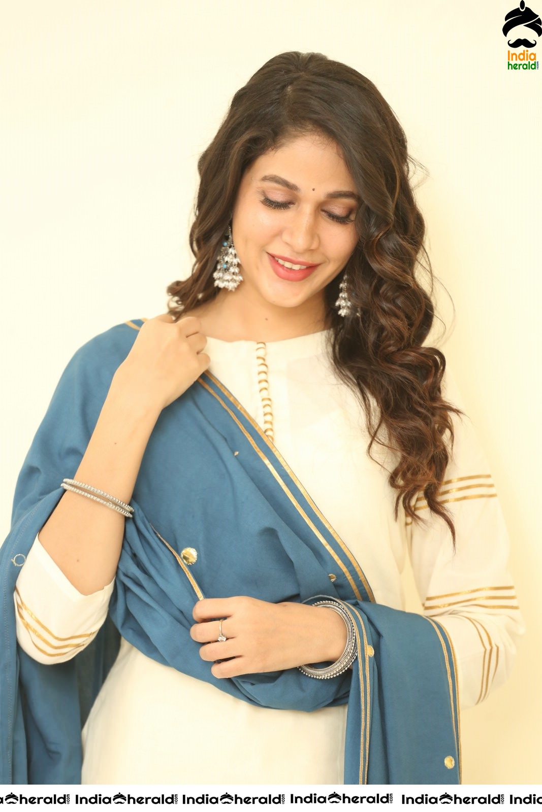 Lavanya Tripathi Interview Stills in Dazzling White Chudi S