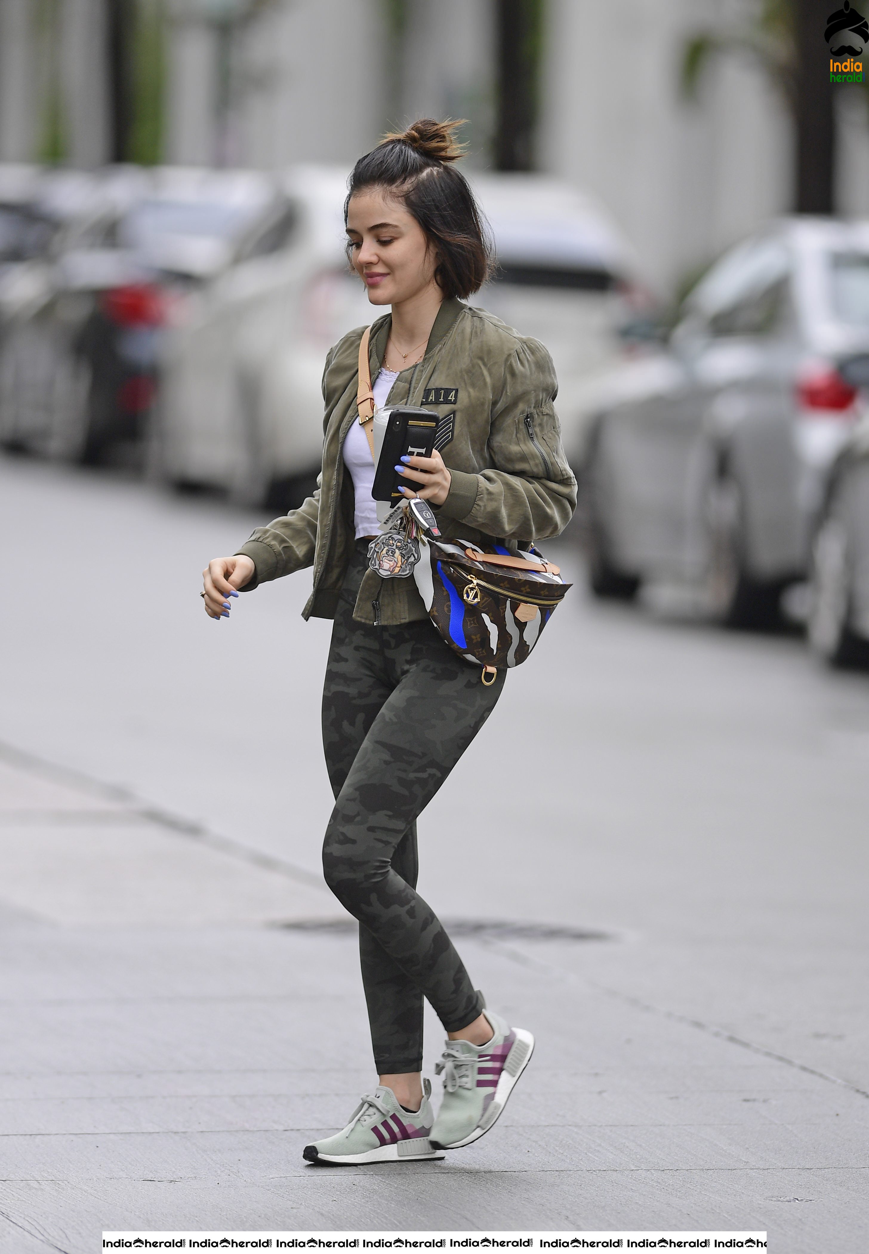 Lucy Hale looking cute while going to a gym in Los Angeles