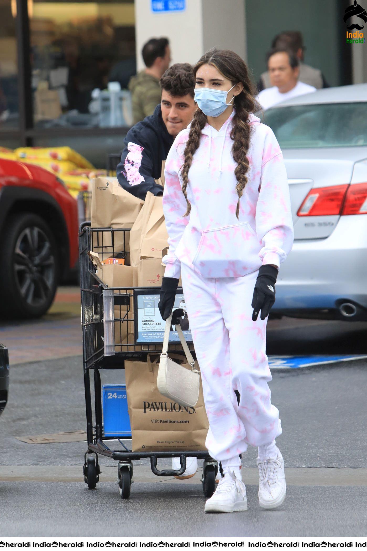Madison Beer with Corona Virus Masks as she leaves a grocer