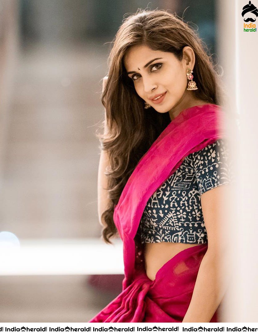 Model Samyuktha Sizzling Latest Hot Stills in Saree exposin