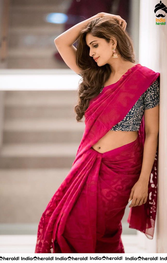 Model Samyuktha Sizzling Latest Hot Stills in Saree exposin