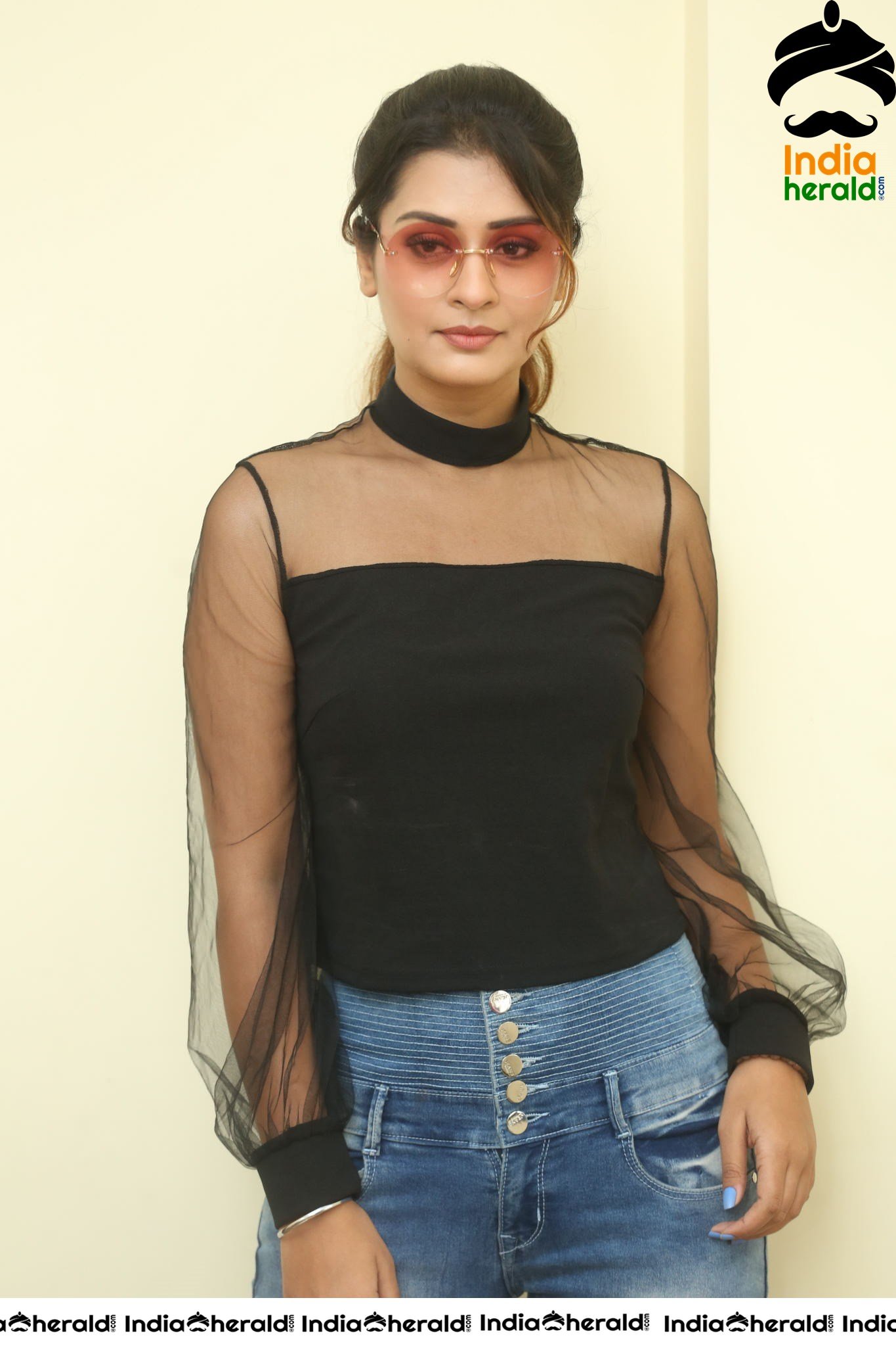 Payal Rajput Hot in Black Top during an Interview Set 4