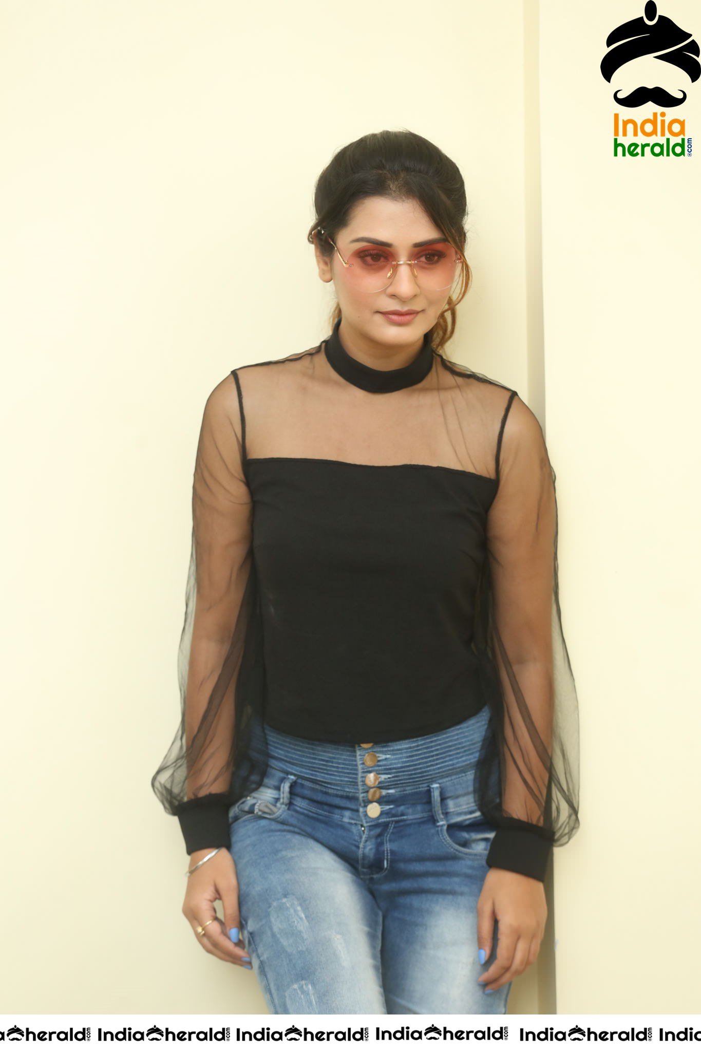 Payal Rajput Hot in Black Top during an Interview Set 4