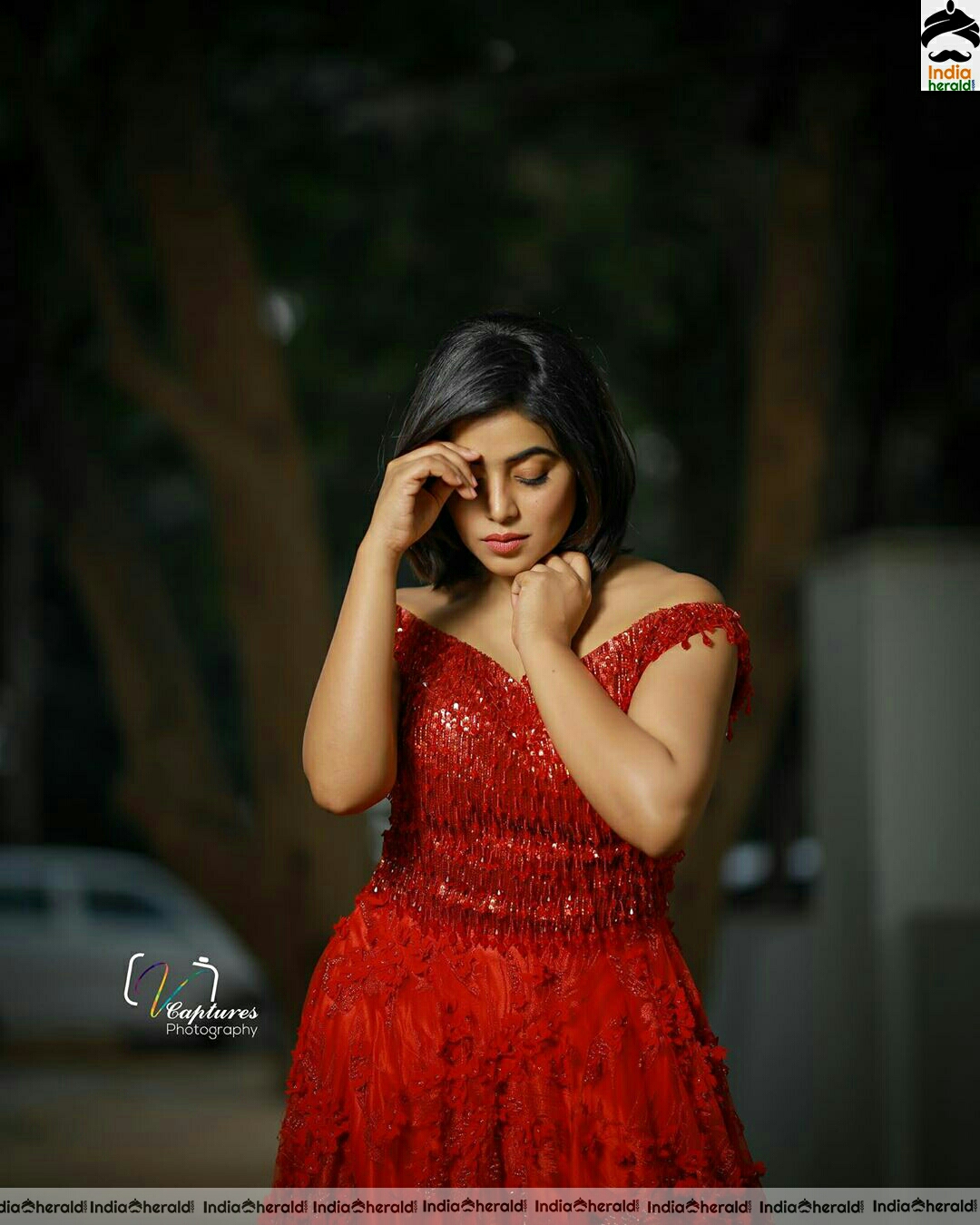 Poorna Cute and Hot Stills In Red Attire