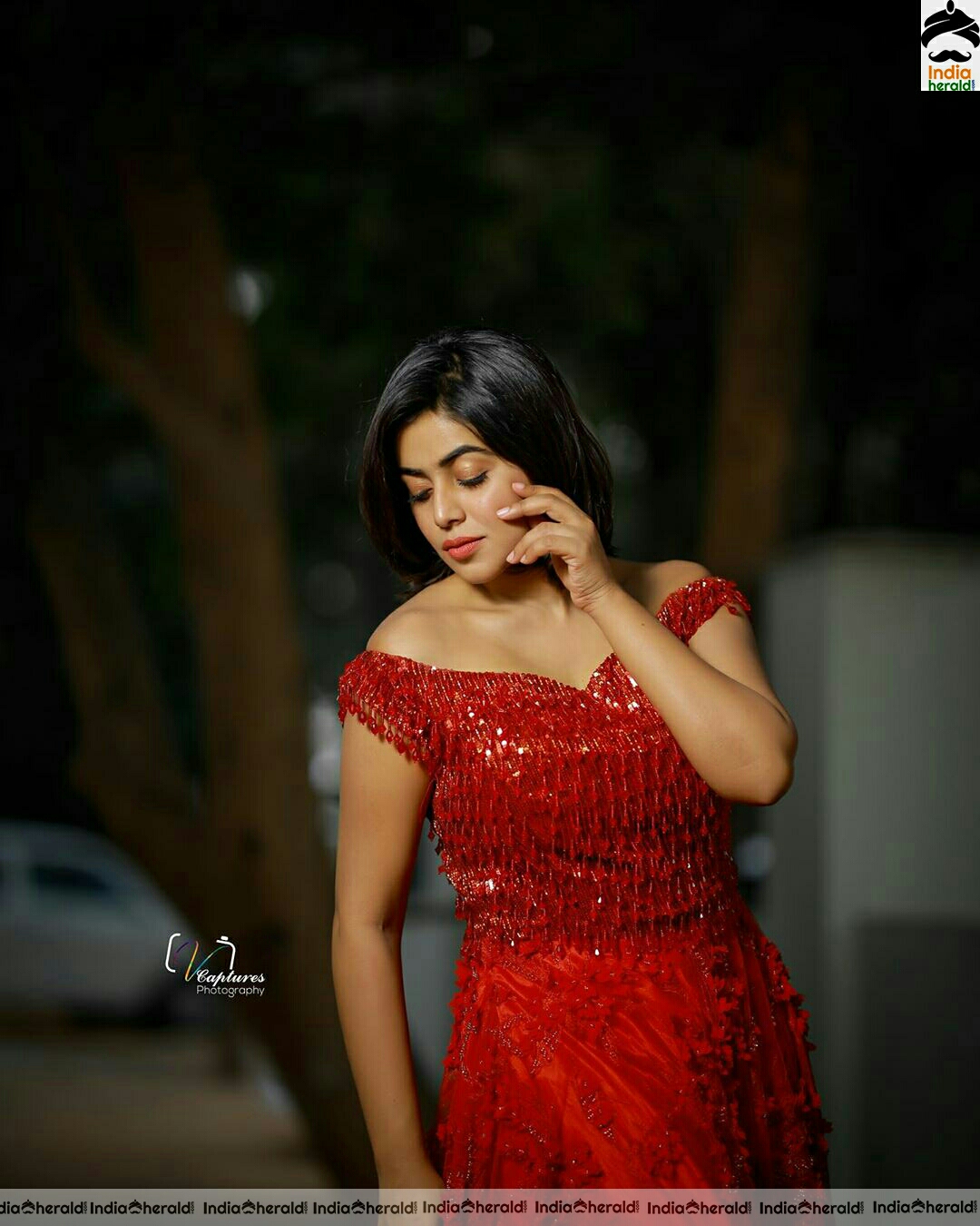 Poorna Cute and Hot Stills In Red Attire