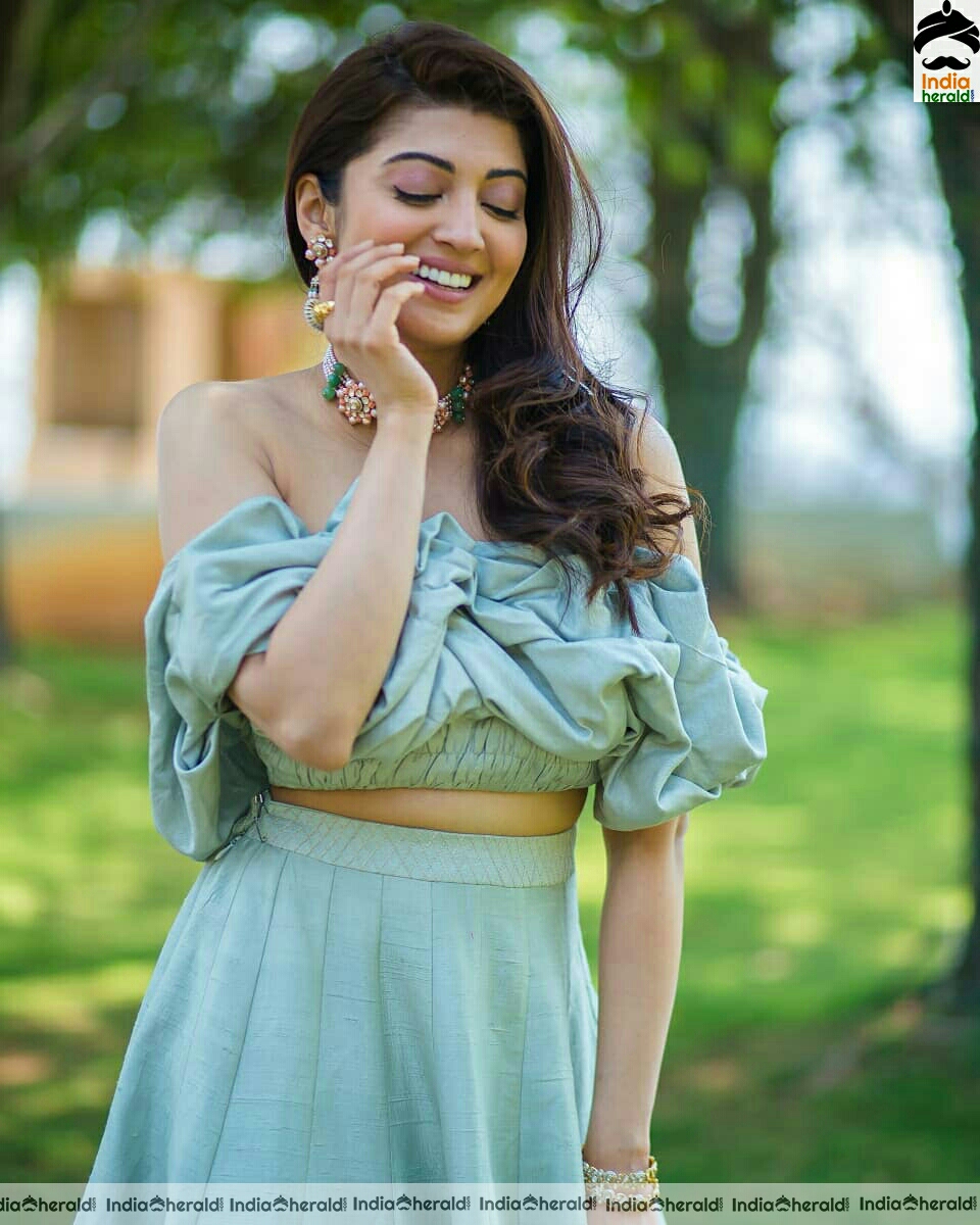 Pranitha Hot Latest Green Tubeless Dress Stills