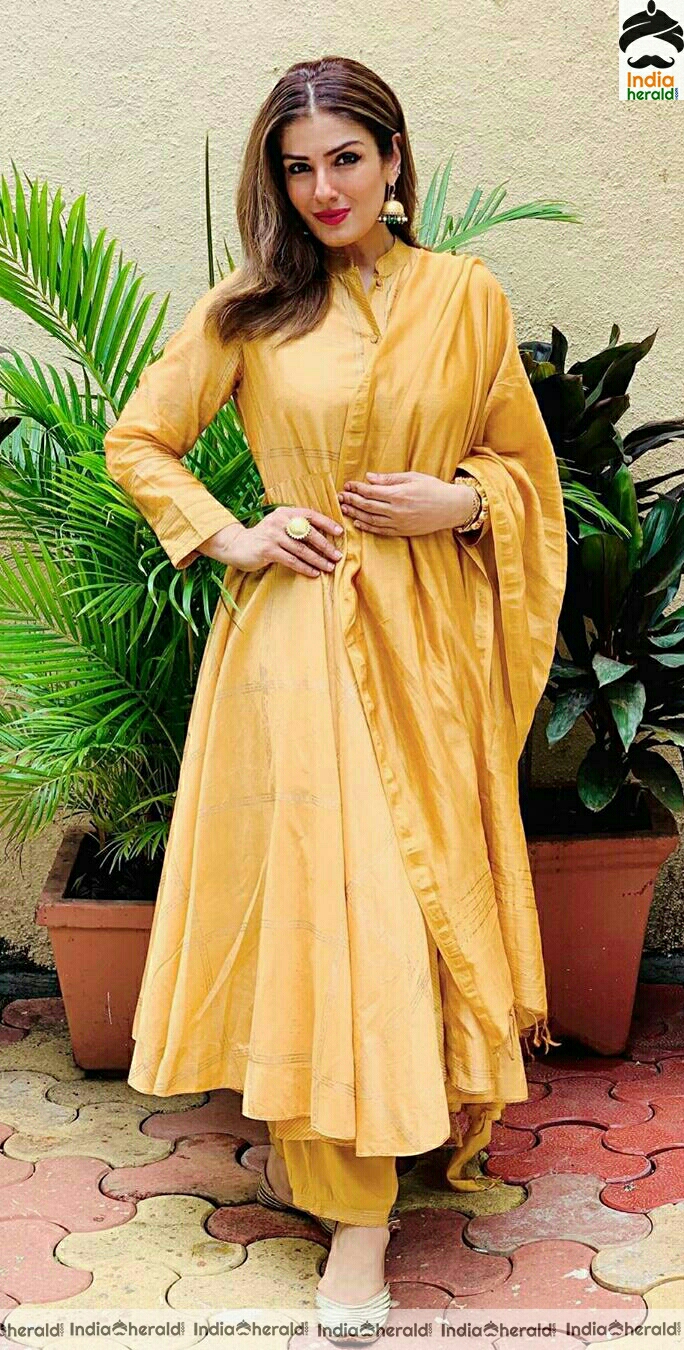 Raveena Tandon Cute Yellow Chudi Stills