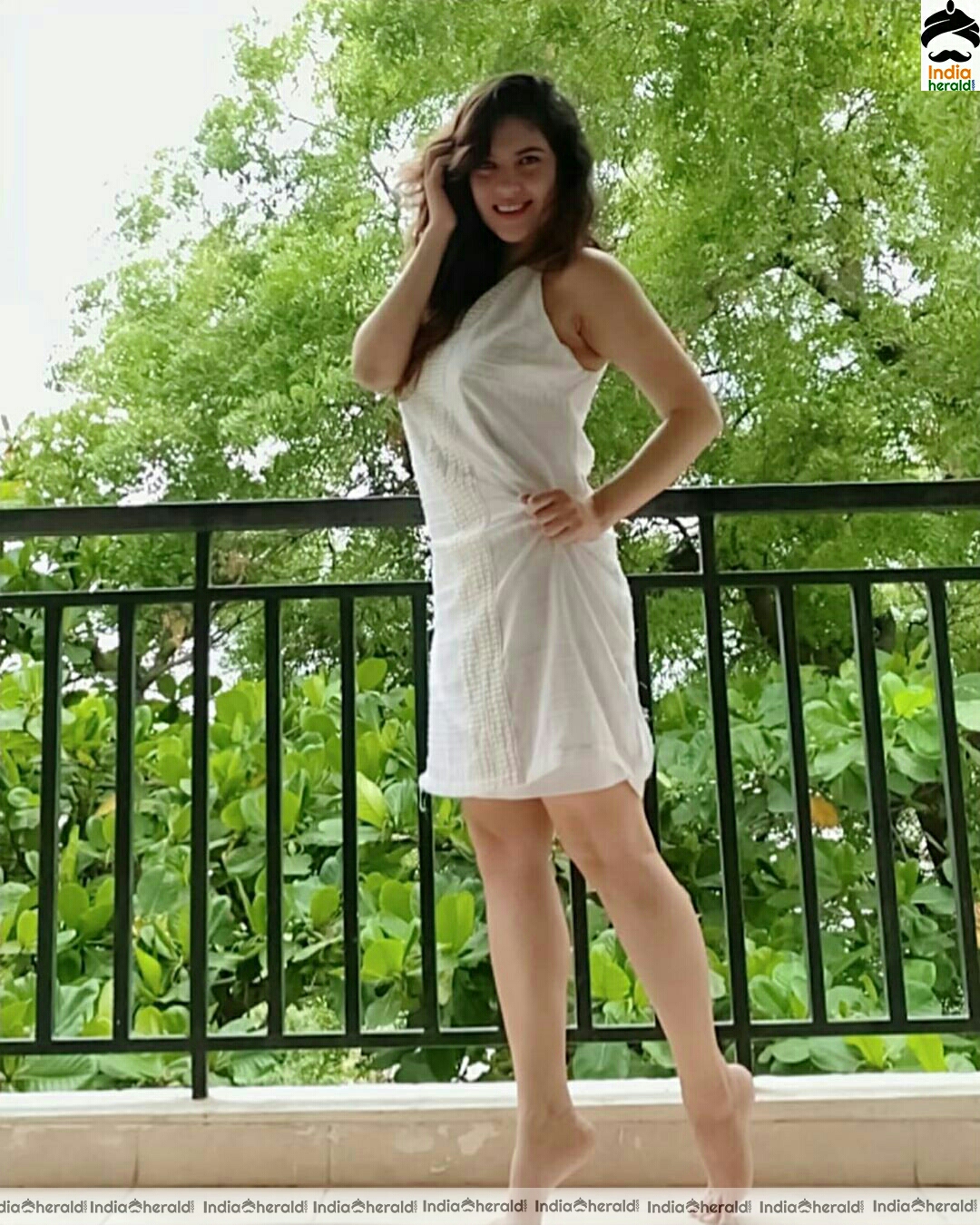 Sherin Cute Latest White Short Frock Stills