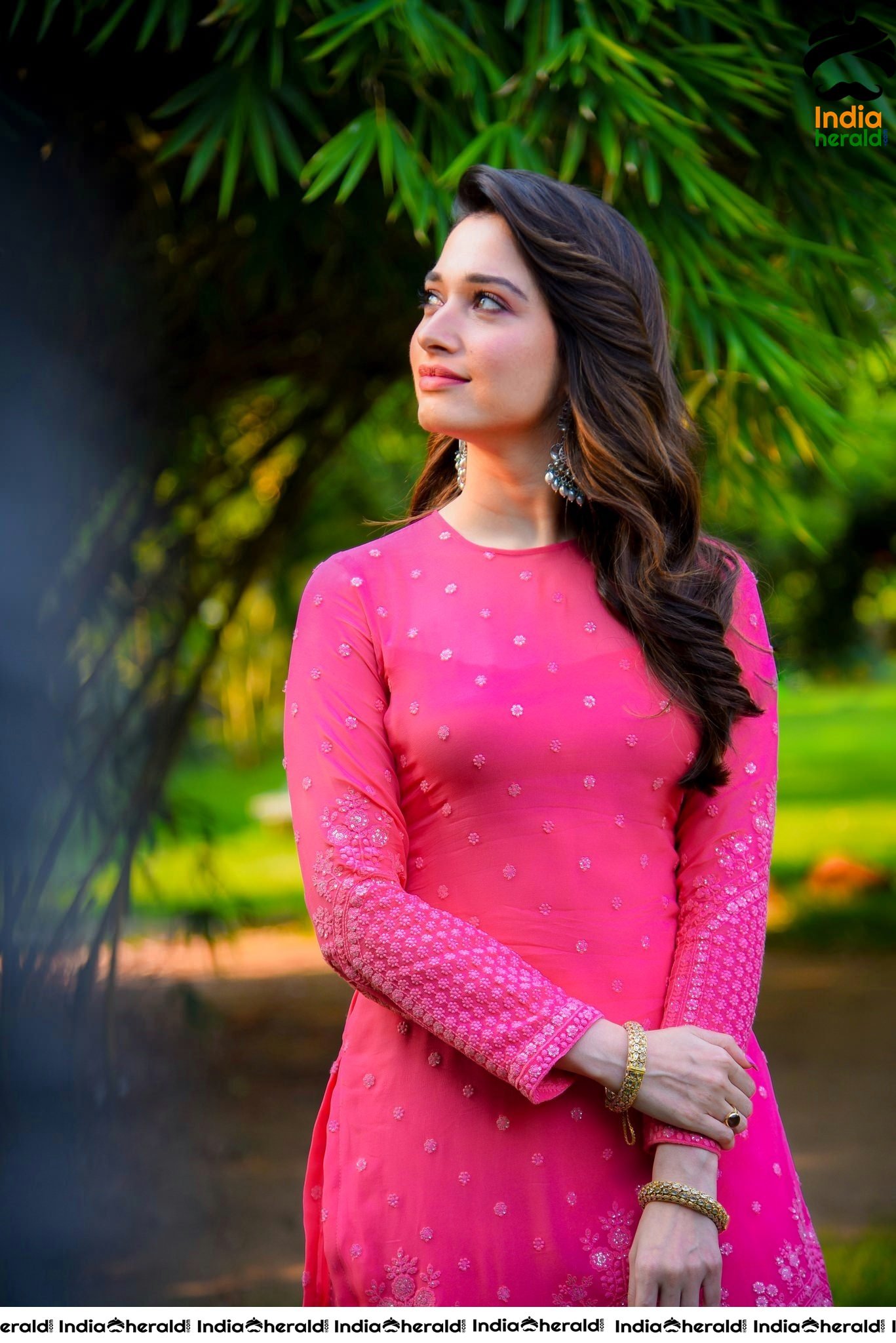 Tamanna Hot in Tight Pink Chudi Photoshoot
