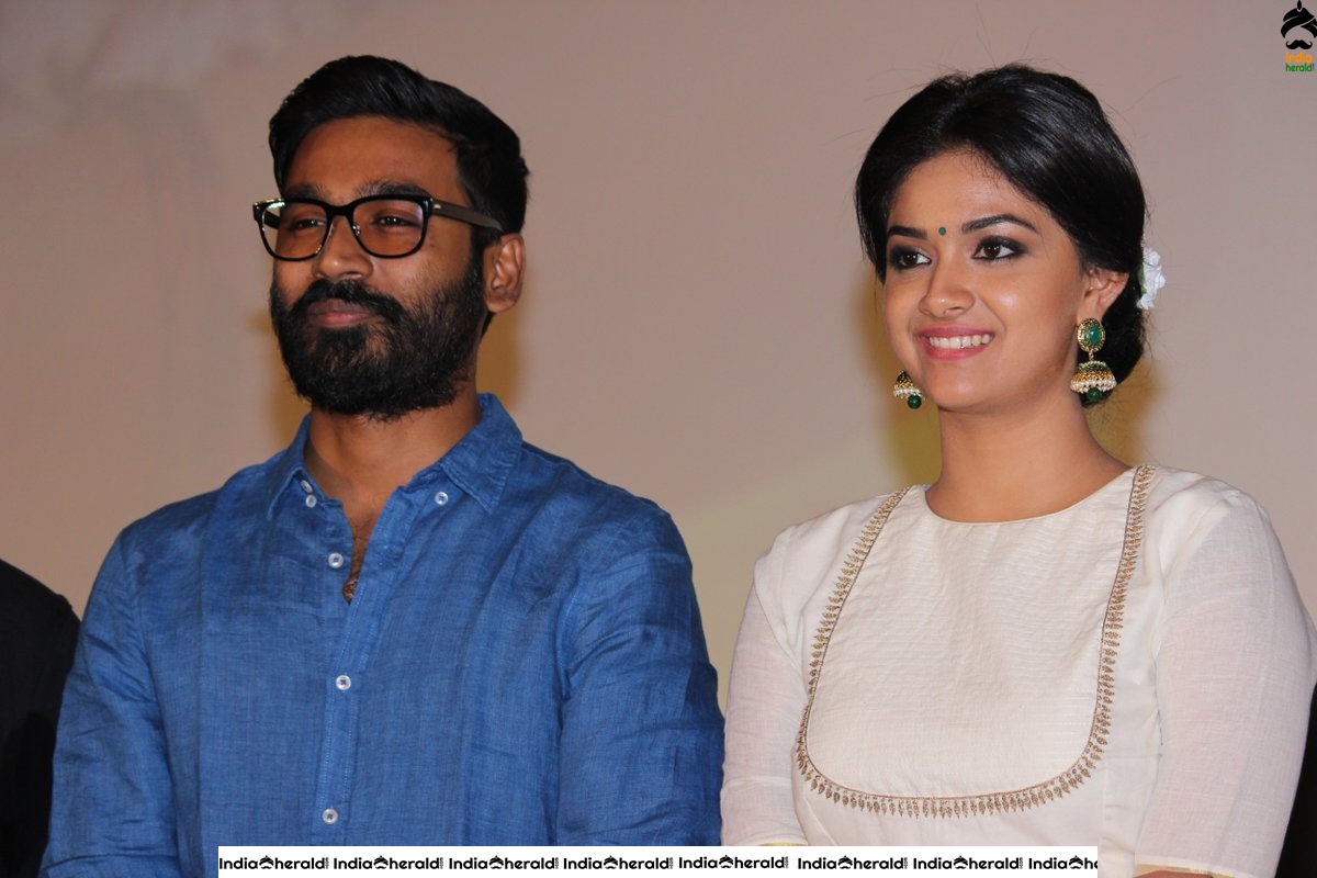 Keerthy Suresh and Dhanush in Thodari Throwback Event Photo