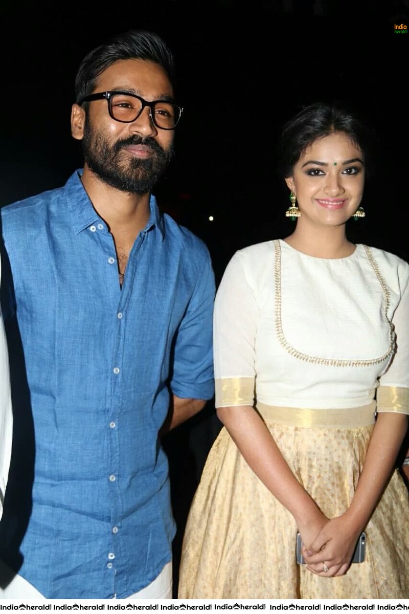 Keerthy Suresh and Dhanush in Thodari Throwback Event Photo