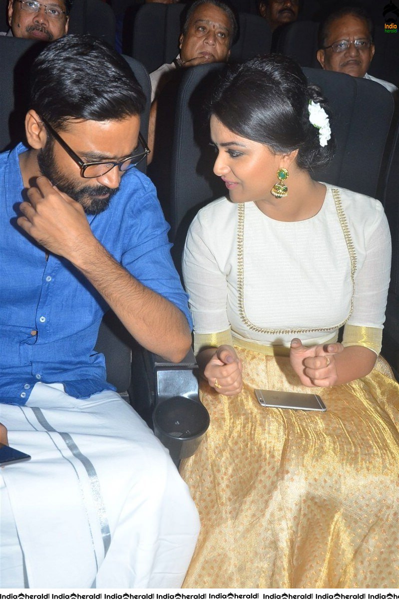 Keerthy Suresh and Dhanush in Thodari Throwback Event Photo
