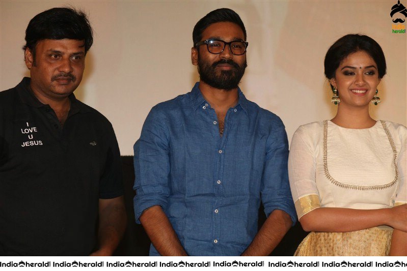 Keerthy Suresh and Dhanush in Thodari Throwback Event Photo