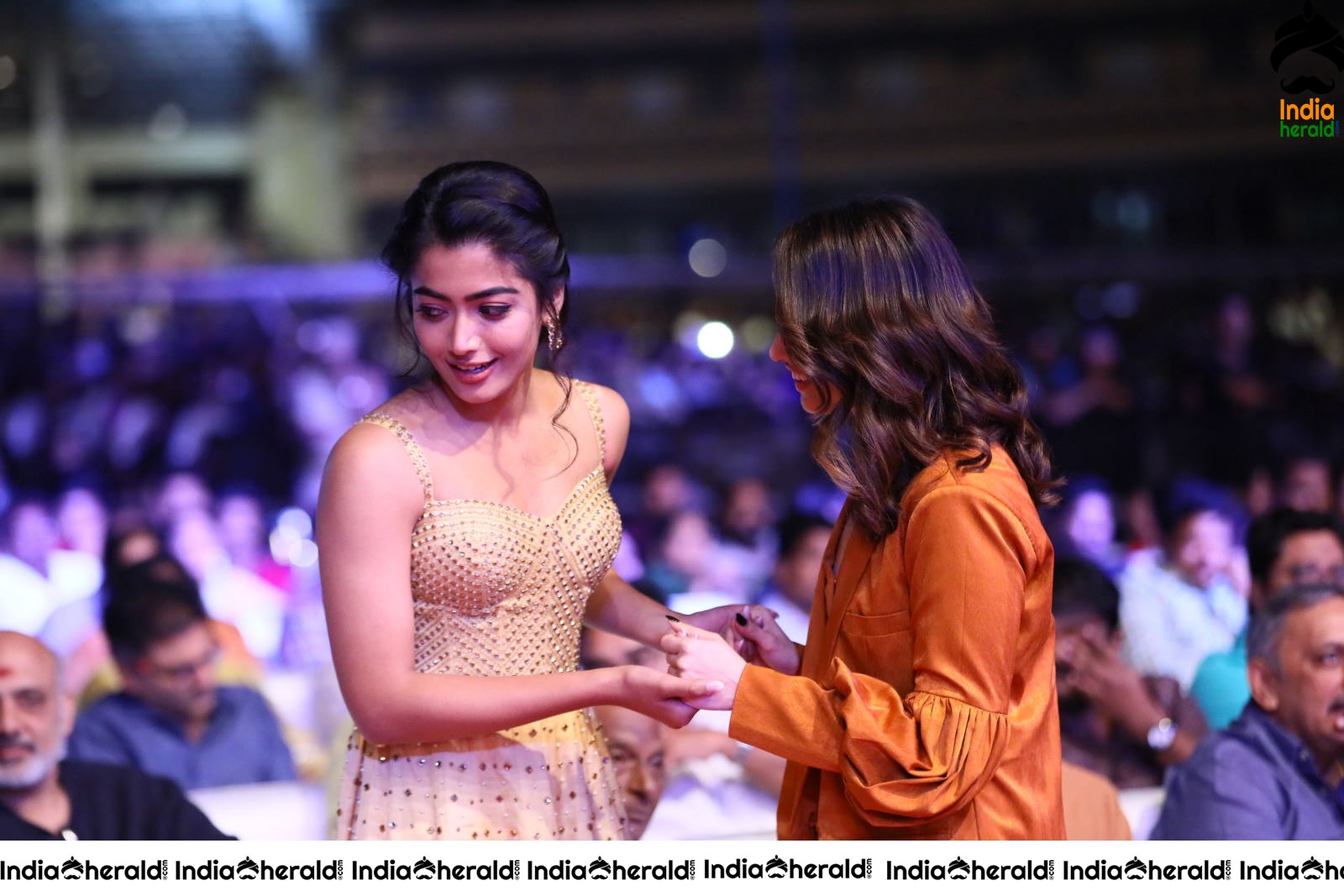 Rashmika and Tamanna share smiles and greet each other at S