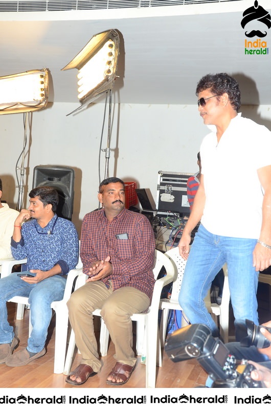 Rashmika with Nani and King Akkineni at Devadas Success Thr