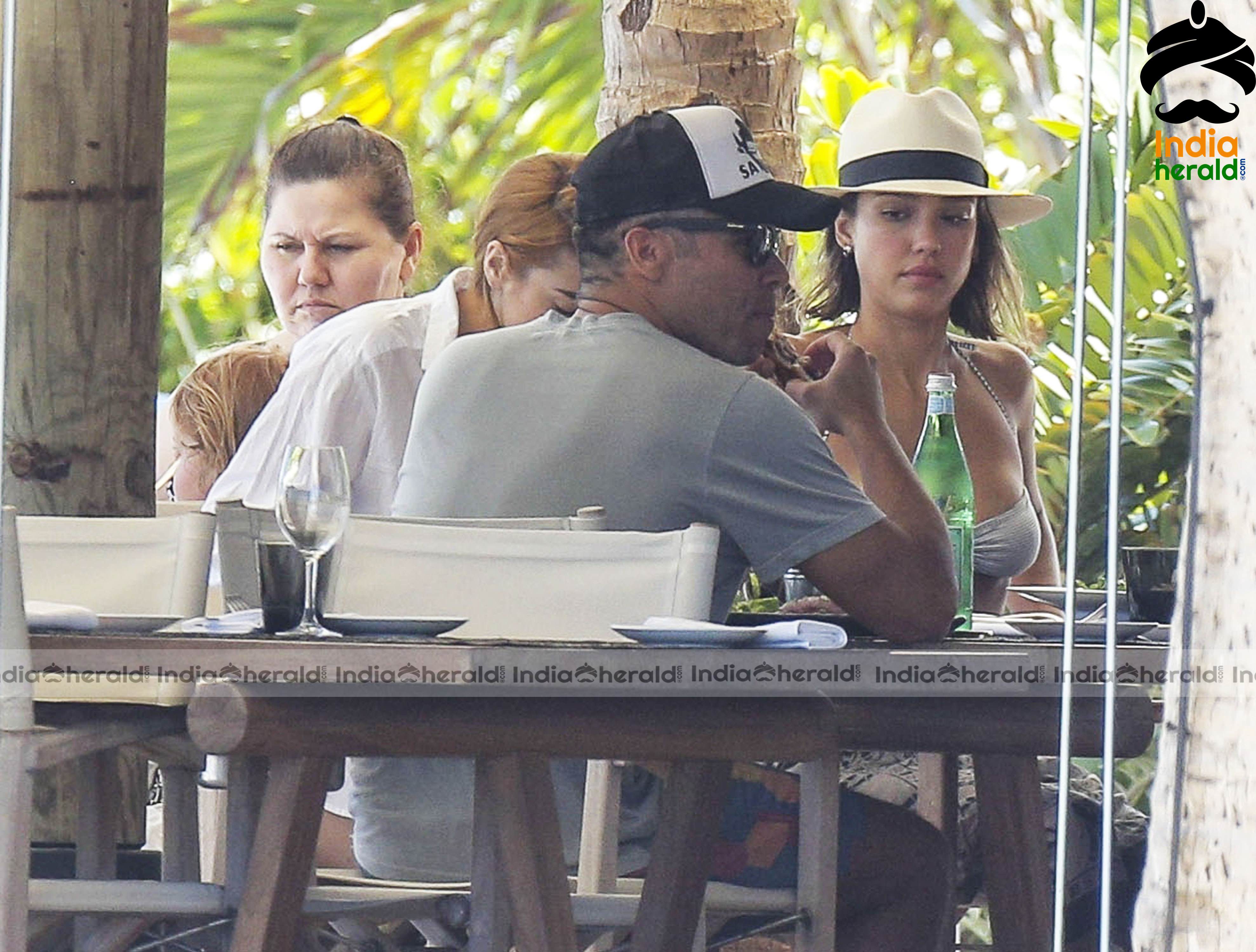 Jessica Alba Soaking in Sun while wearing a String Two Piec