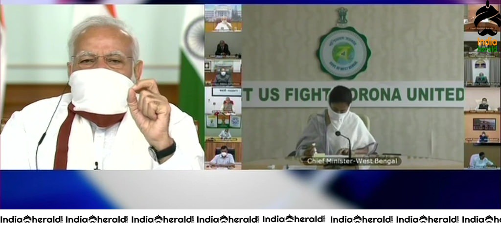 PM Narendra Modi holds a meeting via video conferencing wit