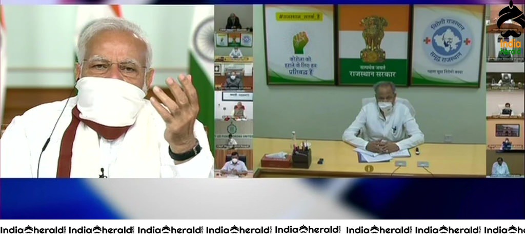 PM Narendra Modi holds a meeting via video conferencing wit