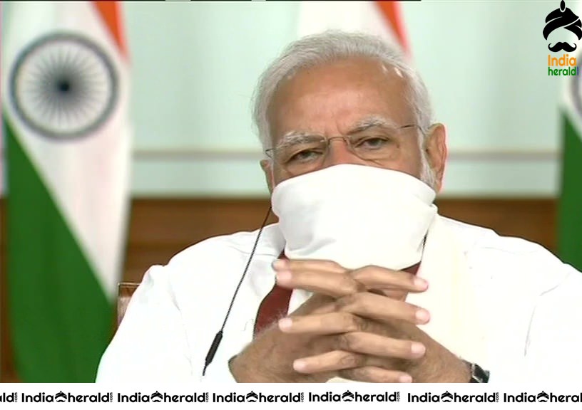 PM Narendra Modi holds a meeting via video conferencing wit
