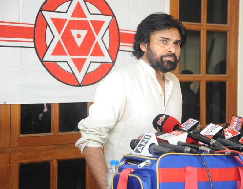 Pawan Kalyan At Jana Sena Press Meet Photos