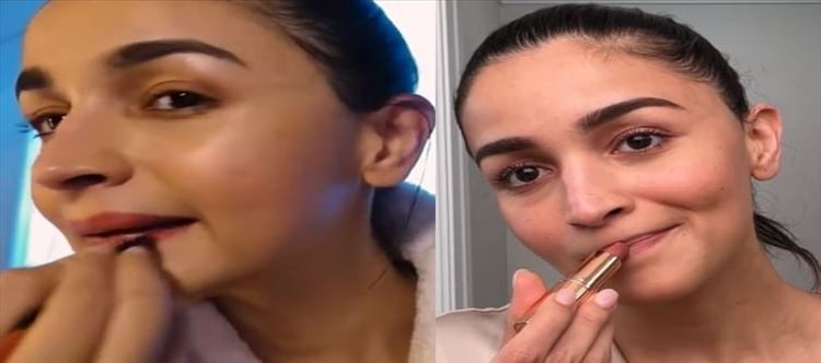 Alia Bhatt’s makeup tutorial over applying lipstick created