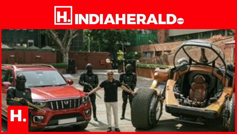 Anandmahindra takes out Prabhas car Bujji for a spin