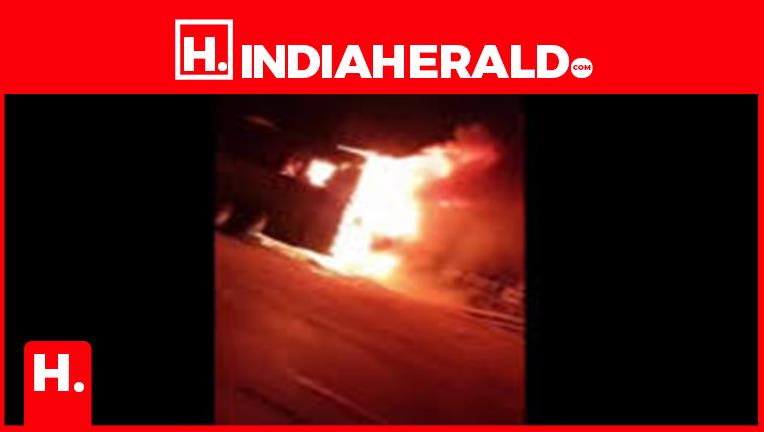 Fire in TSRTC Rajdhani Express bus in Hyderabad..