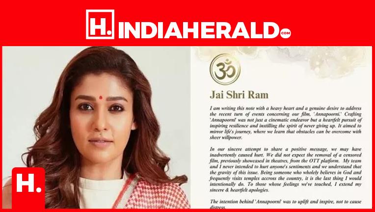 Nayanthara says JAI SHRI RAM and Pens Apology Letter - Neti