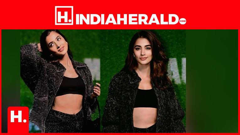 Pooja Hegde Stuns in Stylish Black Ensemble Exposing Her Mi