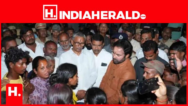 Telangana - Kishan visits Chengicherla village after clashe