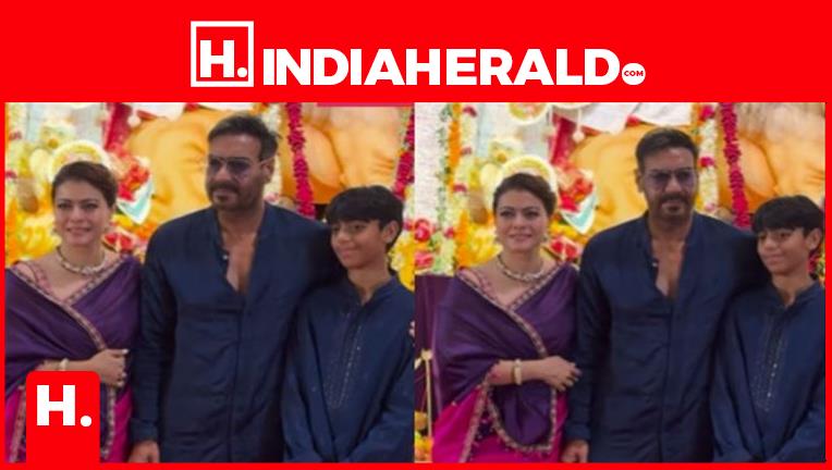 Ajay Devgan reached the pandal with wife and son