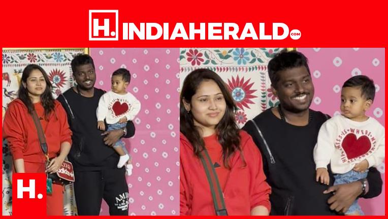 Director Atlee with his wife Priya and son at Mukesh Ambani