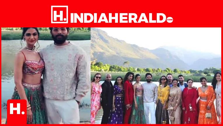 Pics: Allu Arjun & Sneha Look Adorable At A Friend’s Wedding