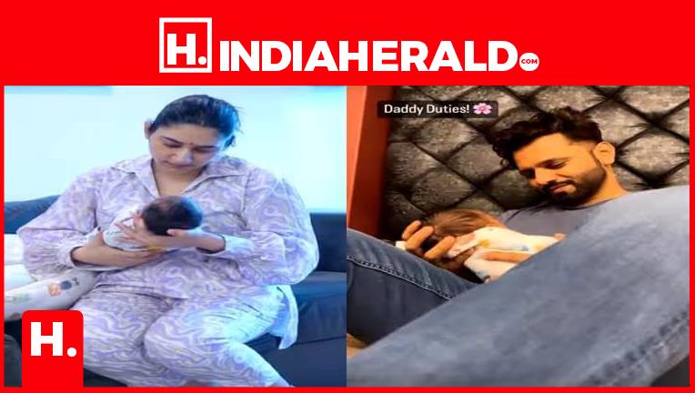 Rahul Vaidya is taking great care of his daughter
