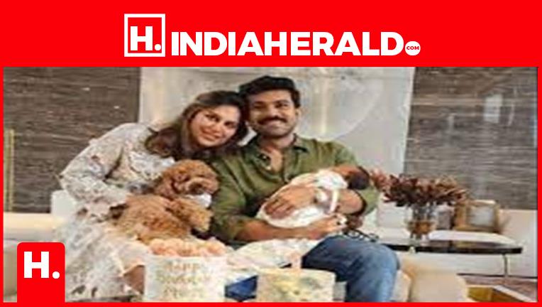Ram Charan Holds Daughter Klin Kaara, Poses With Wife Upasa